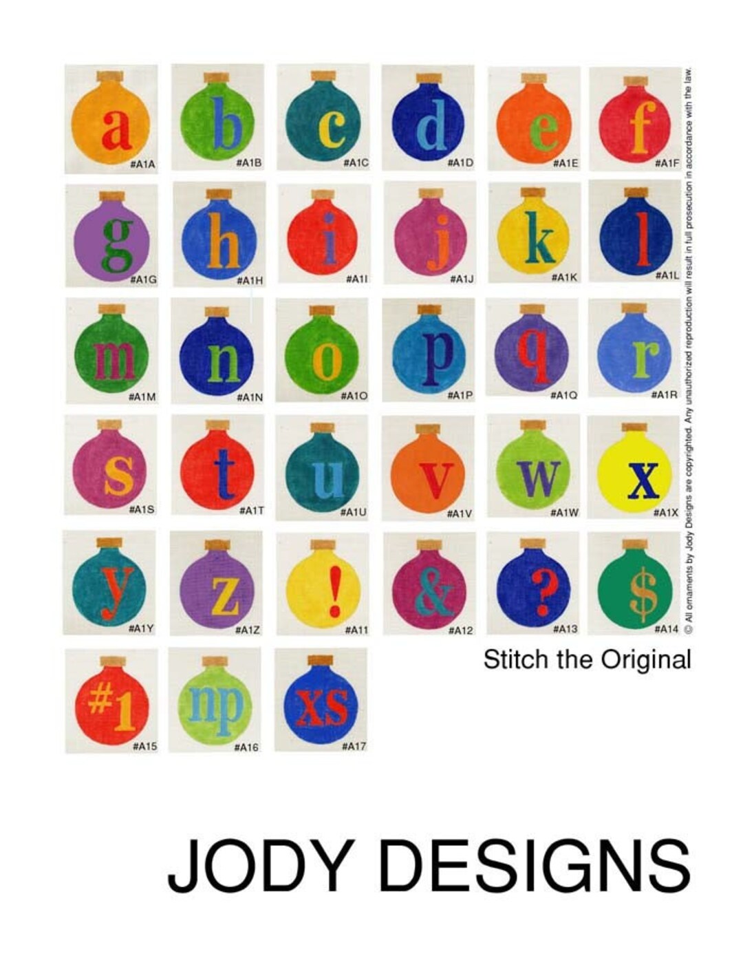 Alphabet Hand Painted Needlepoint Ornaments - All Letters Available in ...