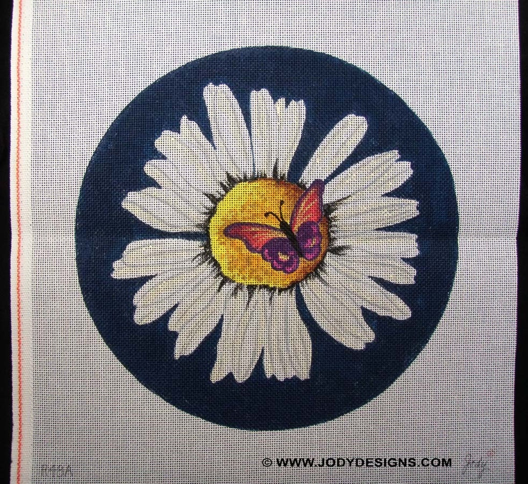 Daisy With Butterfly Needlepoint - Jody Designs - Etsy