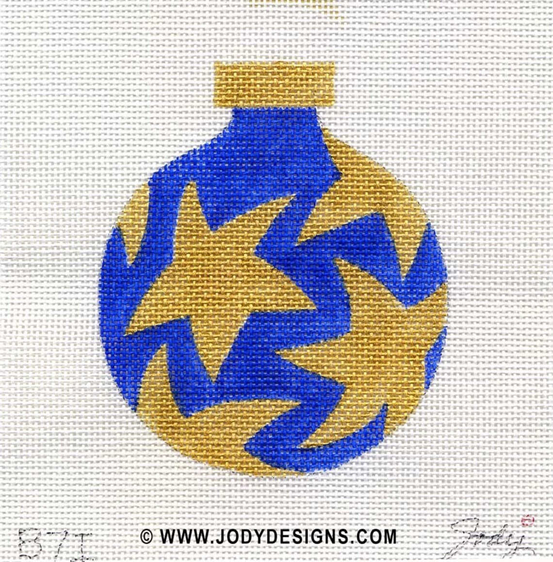 Gold Stars/blue Background Needlepoint Ornament Jody Designs | Etsy