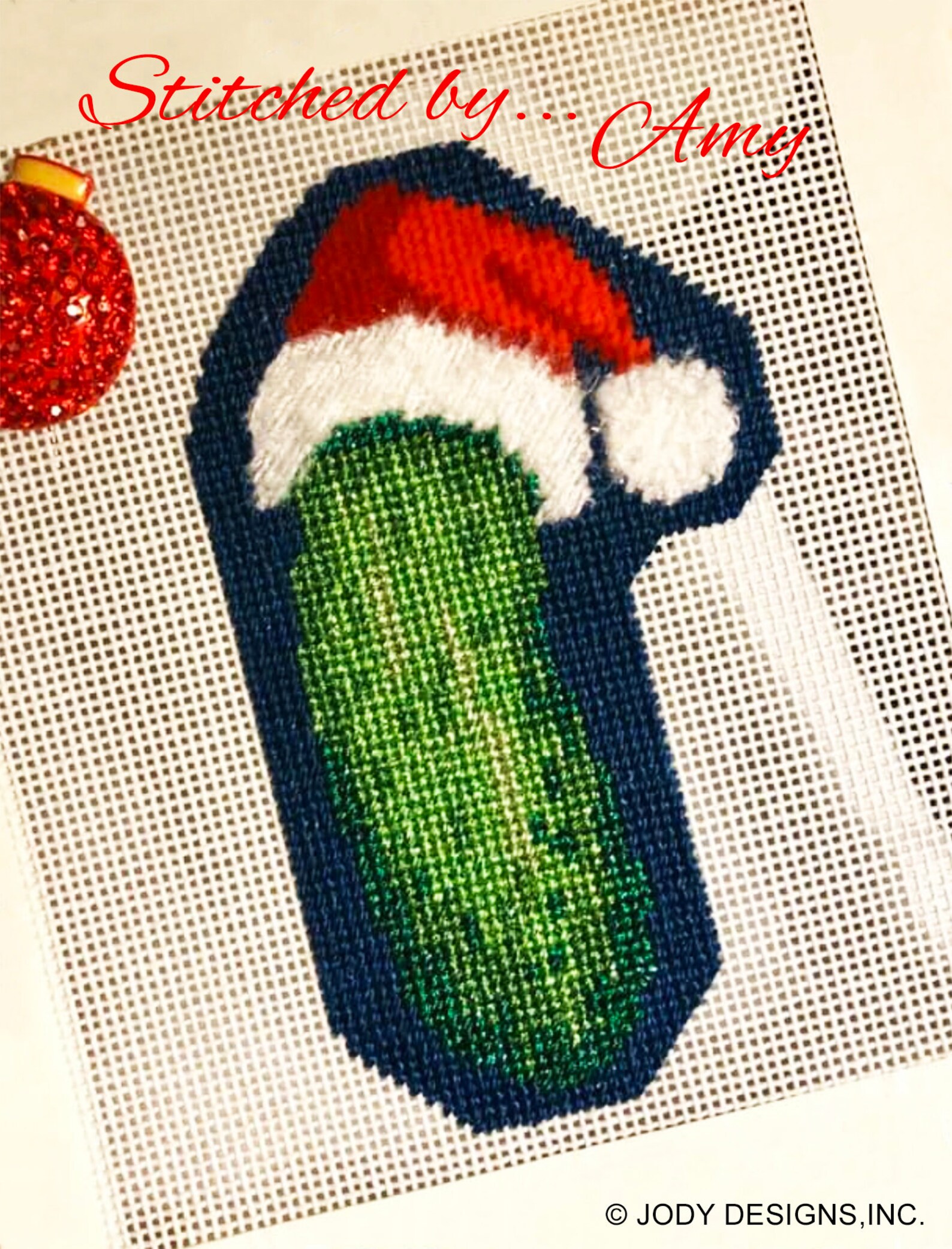 Santa Pickle Needlepoint Hand Painted Ornament Canvas - Jody Designs ...