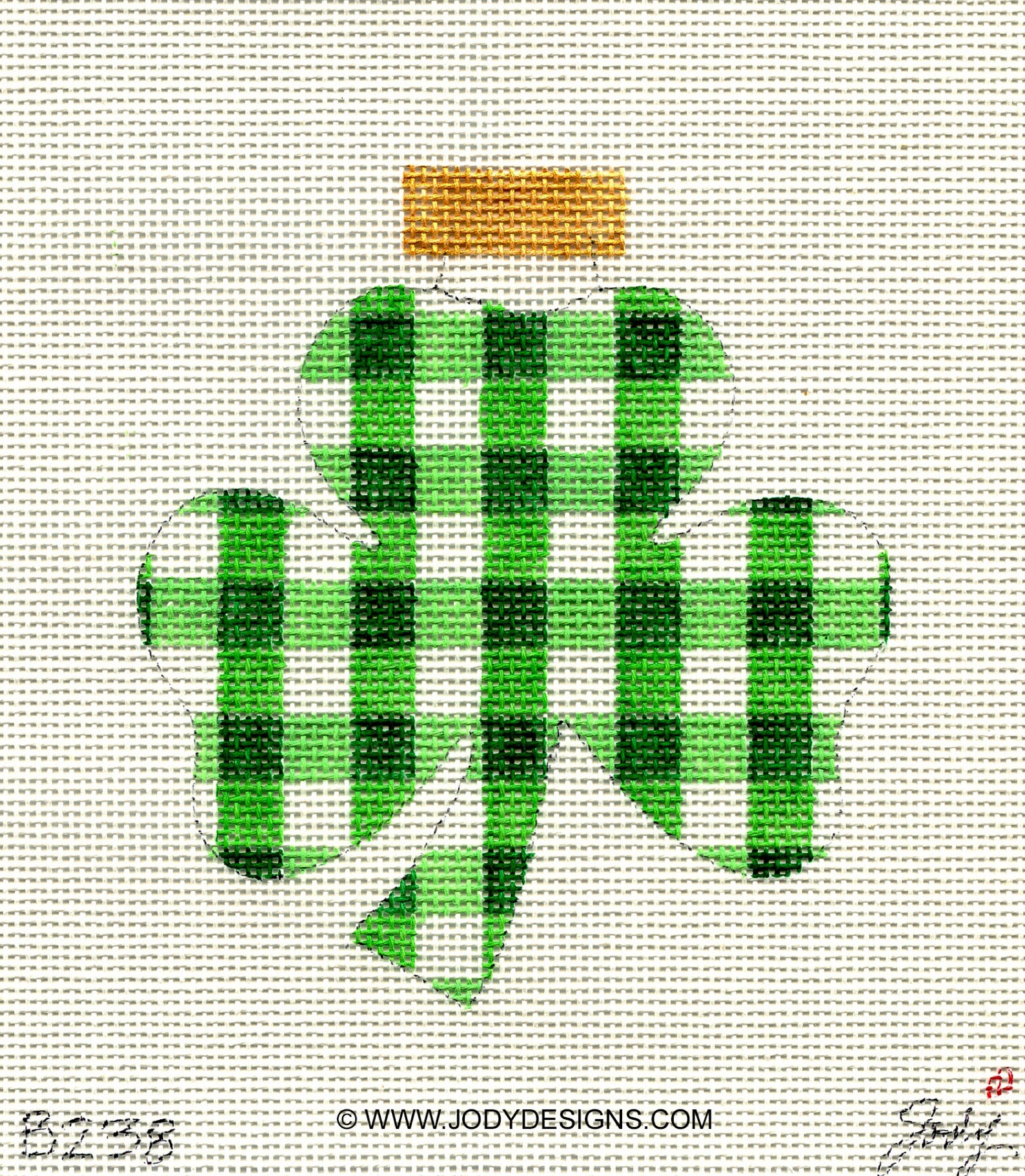 Shamrock Green Buffalo Check Plaid Hand Painted Needlepoint Ornament ...