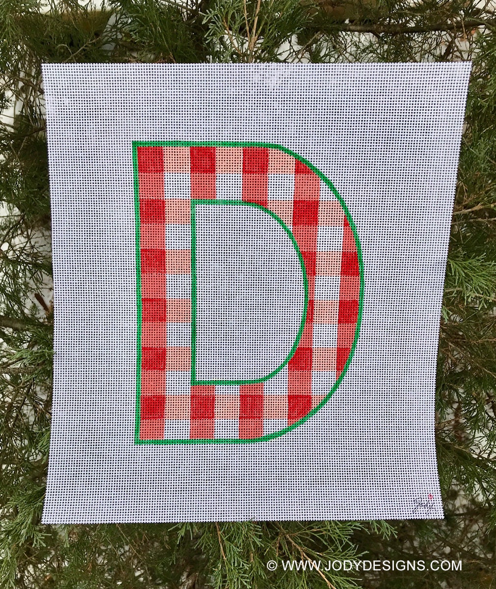 Buffalo Check Plaid Red Needlepoint Letter with Green | Etsy