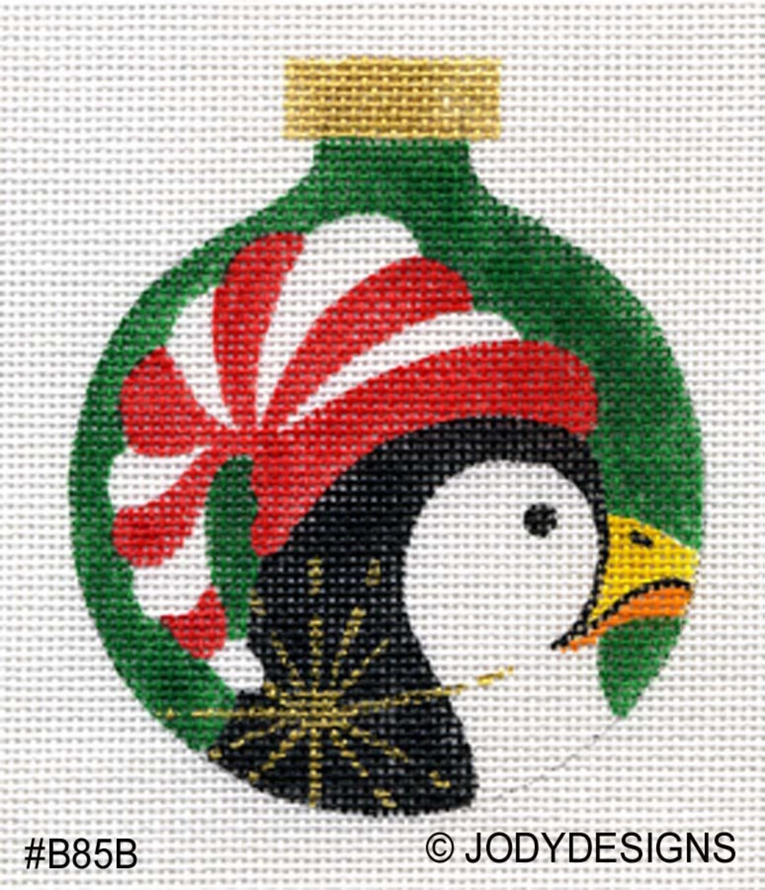 Penguin With Red Hat Needlepoint Ornament - Jody Designs B85B Green - Etsy