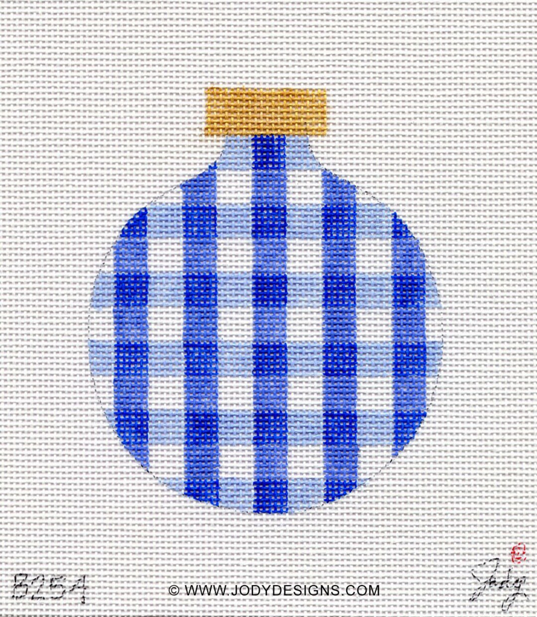 Buffalo Check Hand Painted Needlepoint Ornament - Blue - All Colors ...