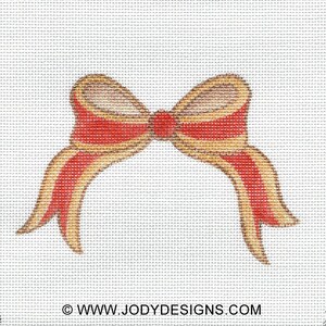 Bow Topper Needlepoint SMALL Striped Bow - Painted in Your Colors ...