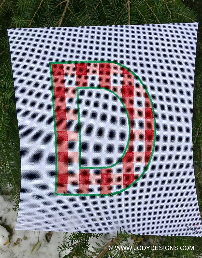 Buffalo Check Plaid Red Needlepoint Letter With Green - Etsy