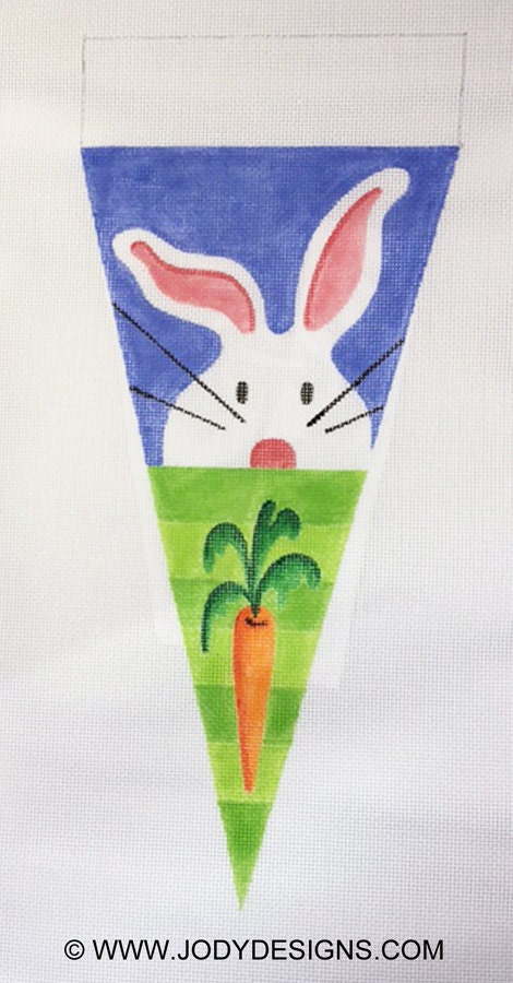 The White Bunny Needlepoint Banner With Plain Extended Top - Etsy