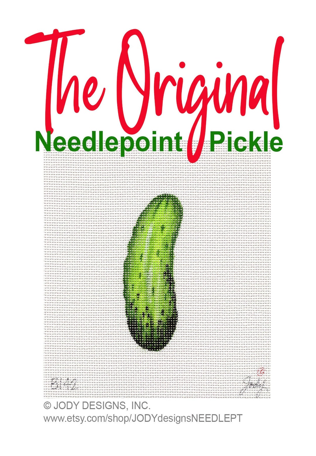 Christmas Pickle Hand Painted Needlepoint Ornament Canvas - Jody ...