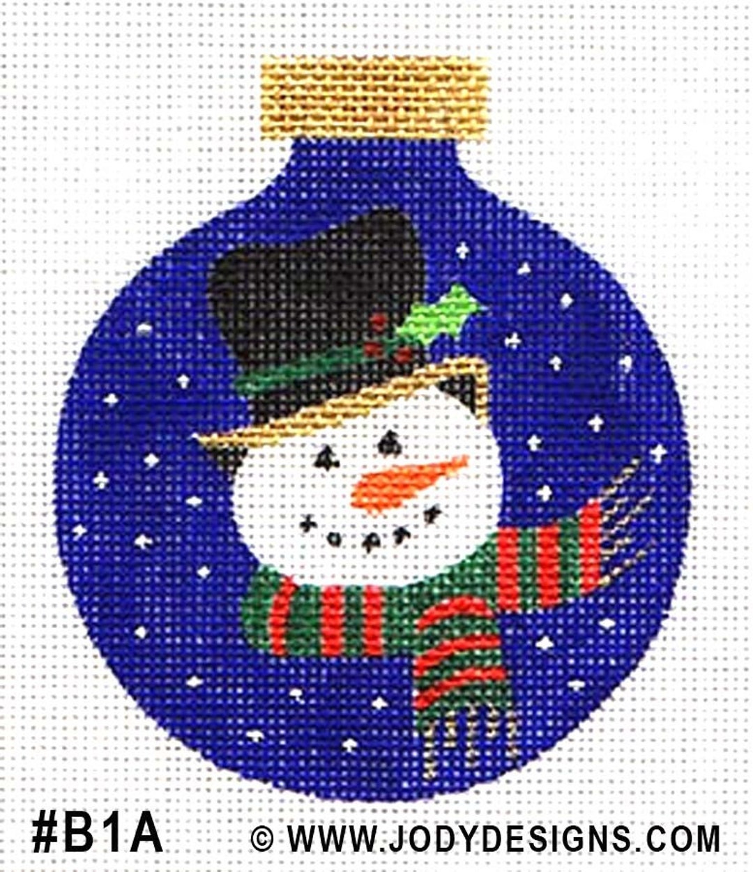 Snowman Needlepoint Ornament - Jody Designs B1A Blue Background - Etsy