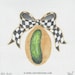 Pickle and Black/white Checked Bow Topper Needlepoint Ornament - Jody ...