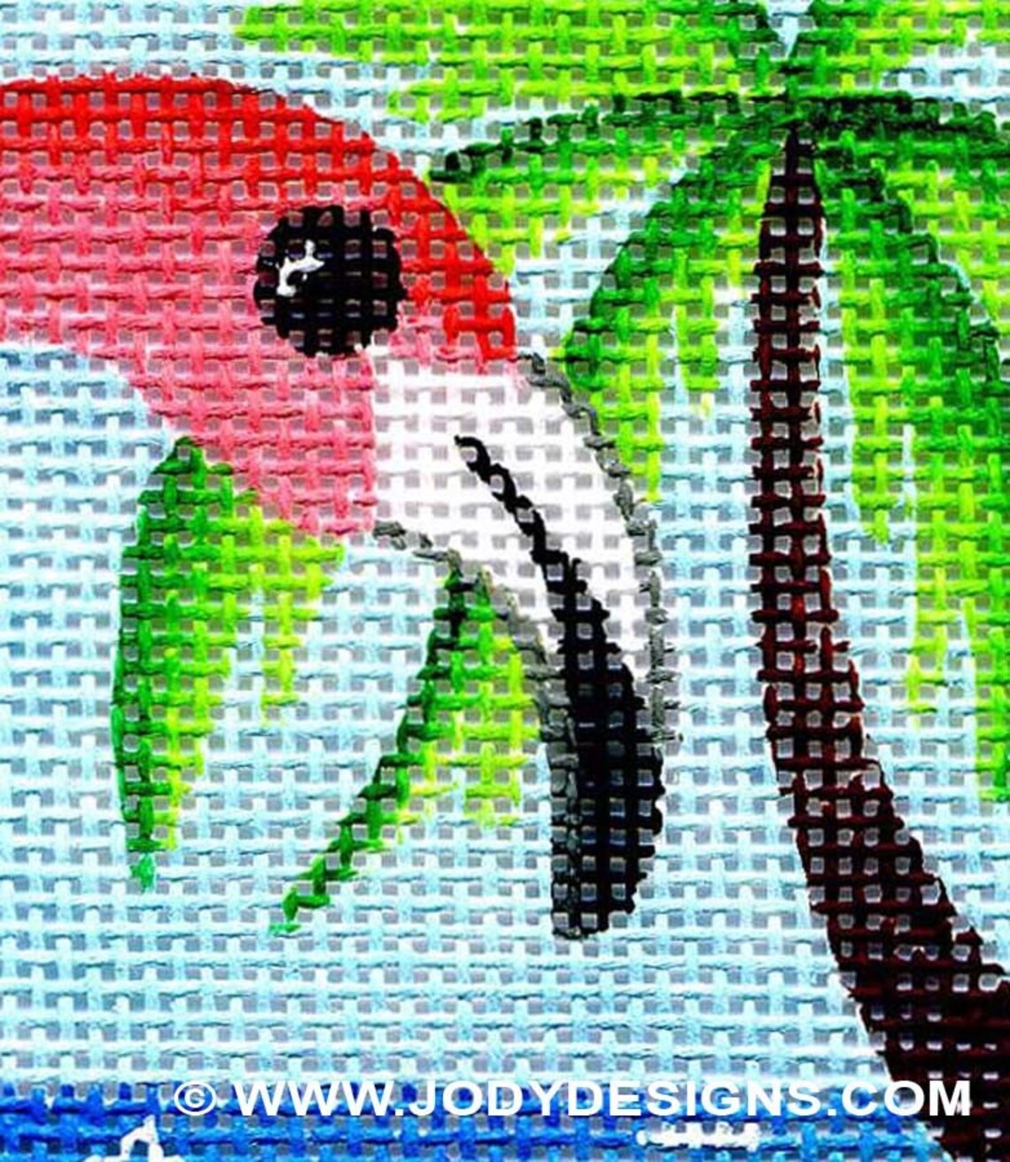 Flamingo Small Square Needlepoint 4x4 Jody Designs B75 | Etsy