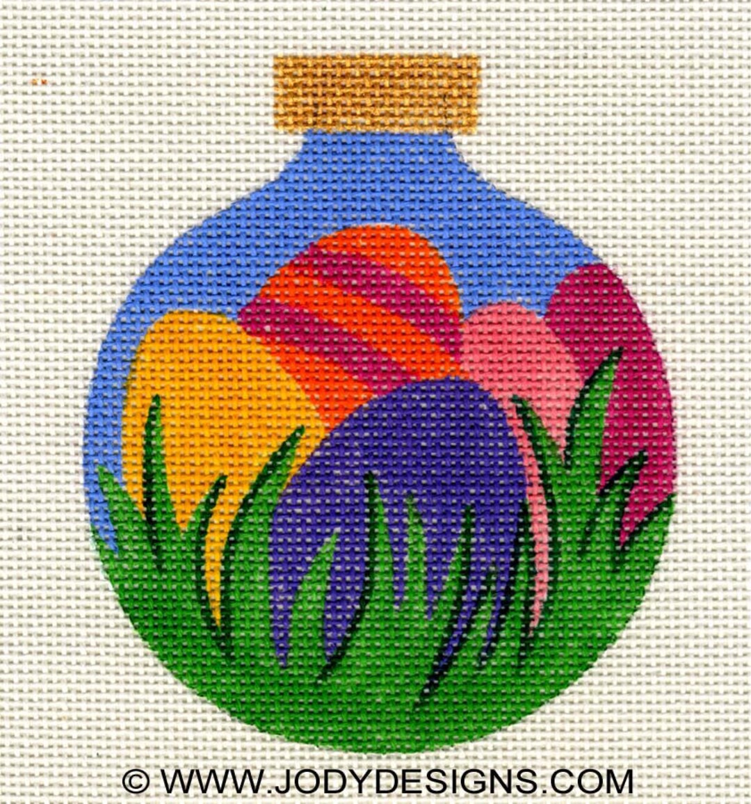 Easter Eggs Hand Painted Needlepoint Ornament Canvas - Jody Designs B19 ...