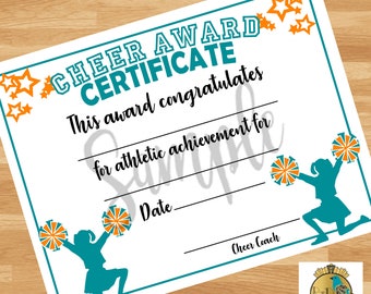 INSTANT DOWNLOAD Cheerleading Certificate Cheerleading - Etsy