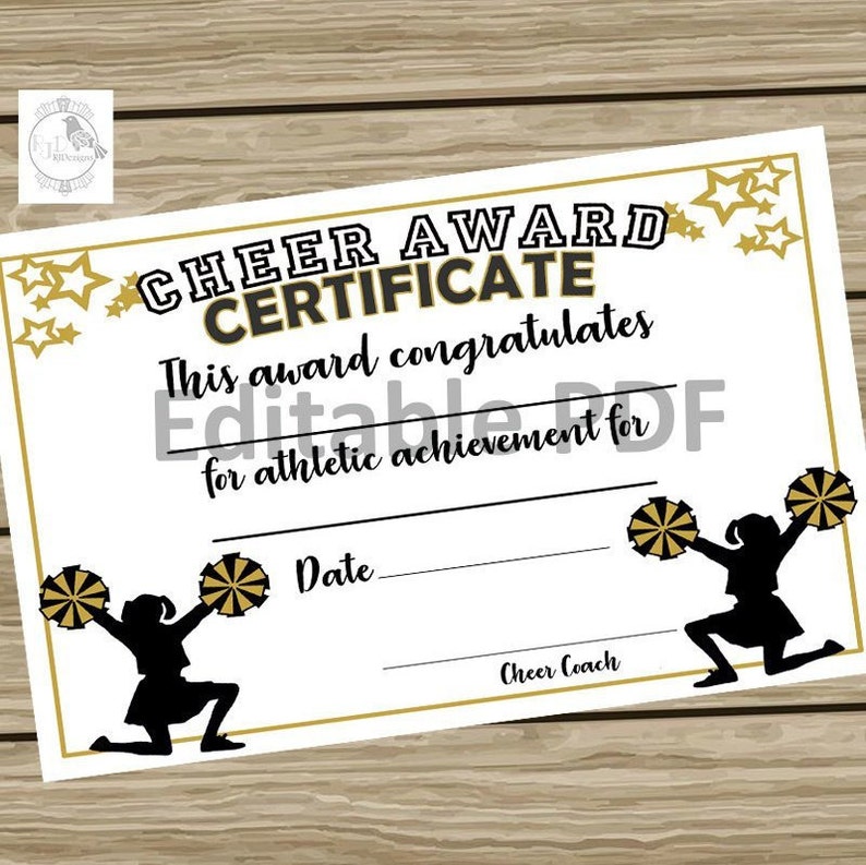 Cheerleading Cheer Leader Award Certificate-cheer Award-instant ...