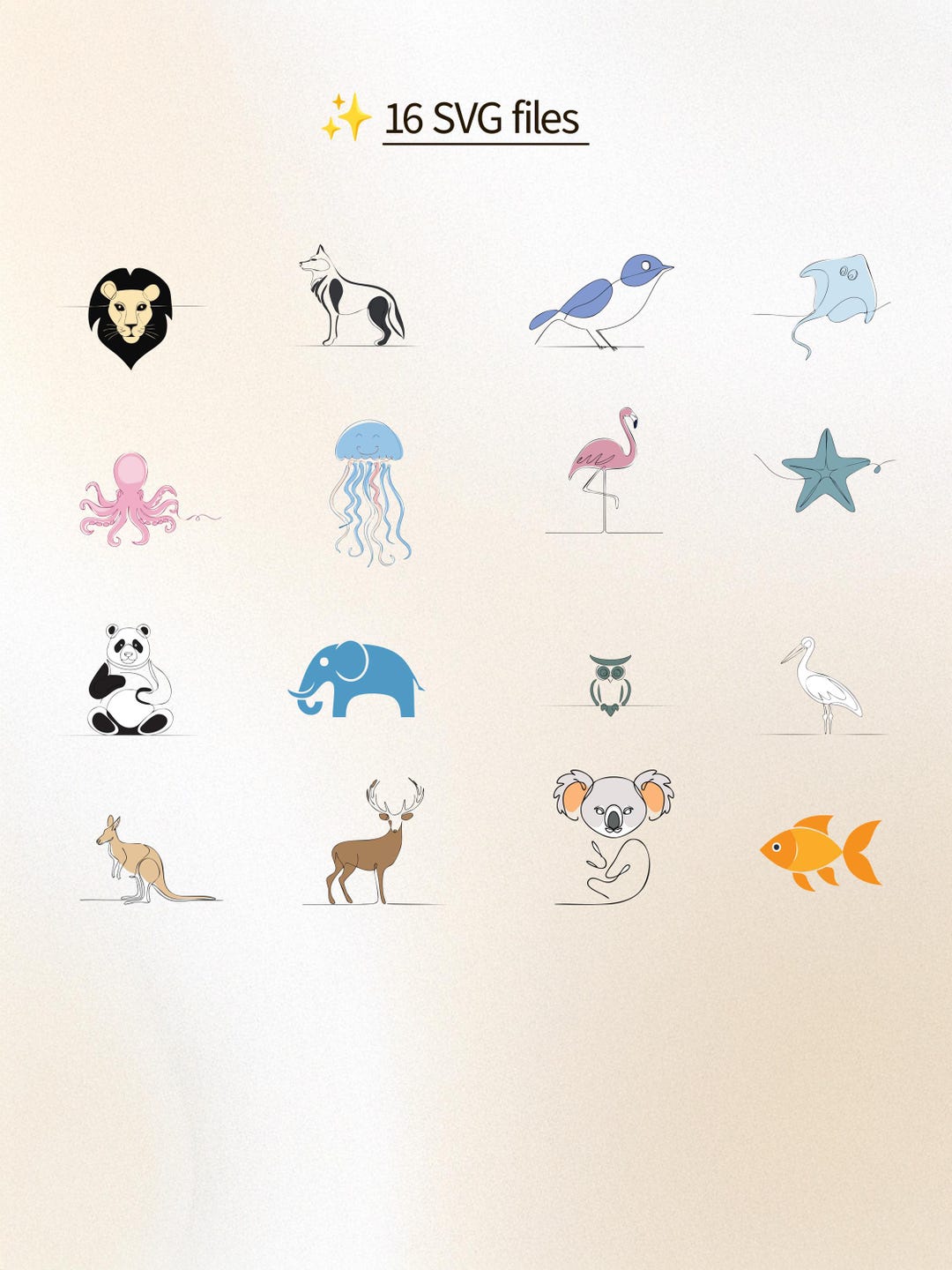 16 Cute Animal Illustration SVG Files | Instant Digital Download ...