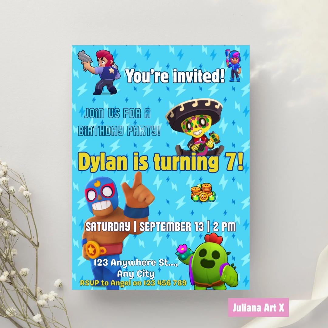 Brawl Stars Birthday Invitation | Editable Party Invite | Digital ...