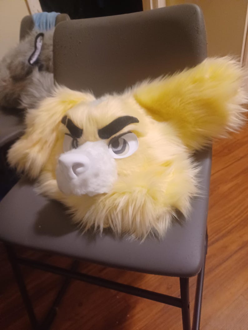 Grumpy Yellow Wolf Premade Head Only! - Etsy
