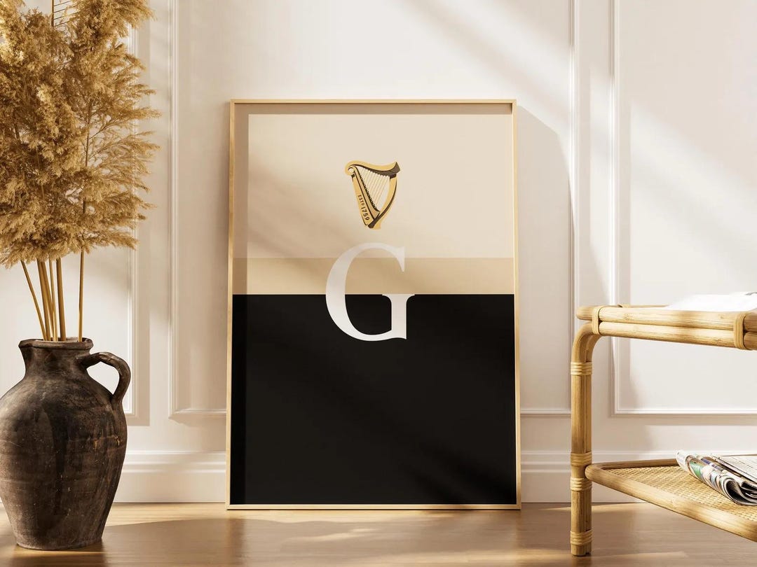 Guinness Split the G Pint, Retro Irish Pub Poster, Bar & Kitchen Decor ...