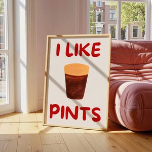 I Like Pints Print | Funny Pub Art, Minimalist Beer Illustration - Etsy UK