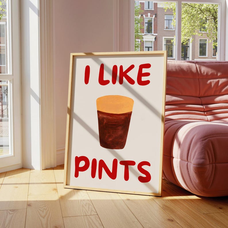 I Like Pints Print | Funny Pub Art, Minimalist Beer Illustration - Etsy UK