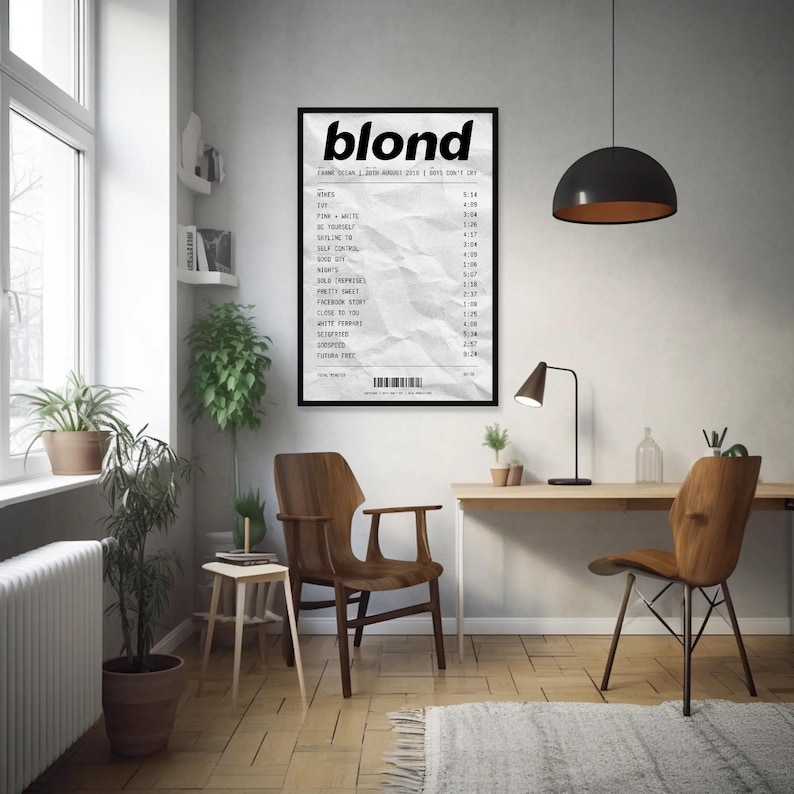 Frank Ocean Blond Album Tracklist Print – Minimalist Music Poster, Wall ...