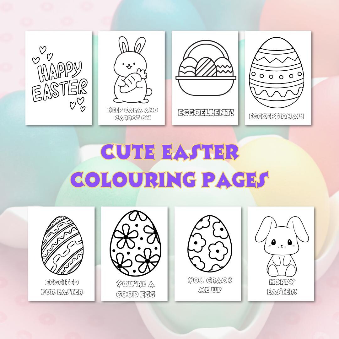 Cute Easter Colouring Pages Book - Etsy