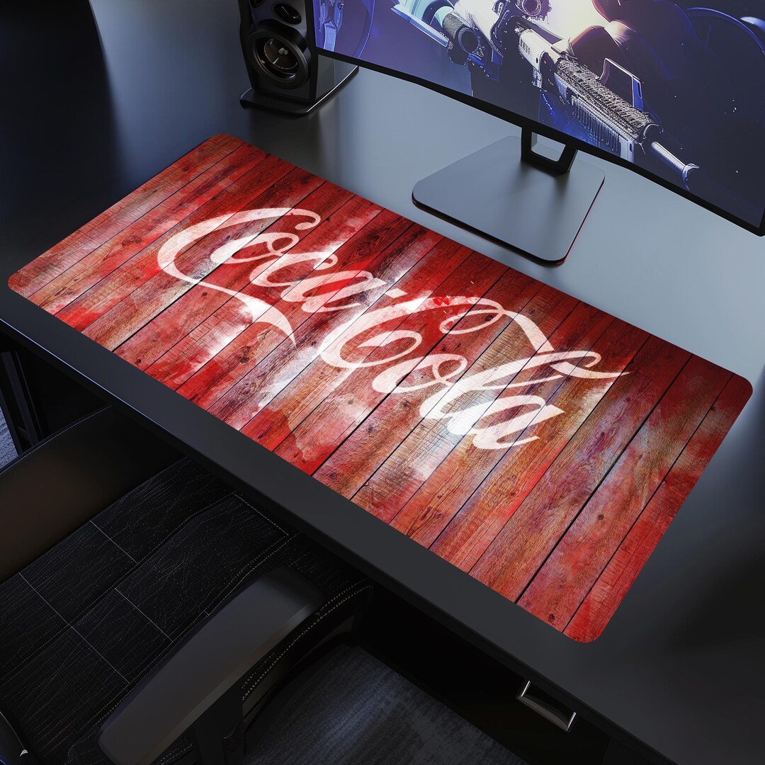 Coca Cola Desk Pad Mouse Mat 90x40cm Wooden Effect - Etsy Canada