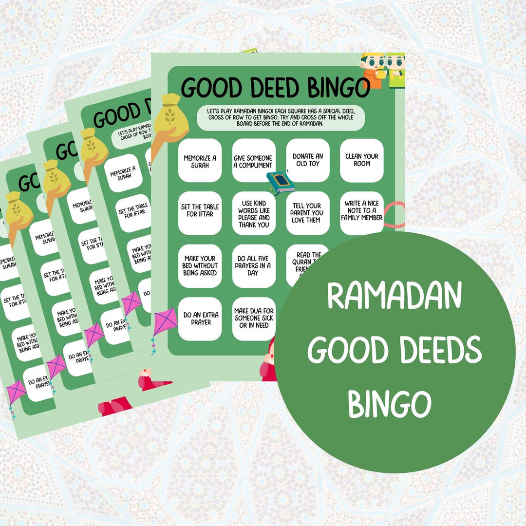 Ramadan Good Deeds Bingo Game for Kids – Fun Islamic Activity Printable ...