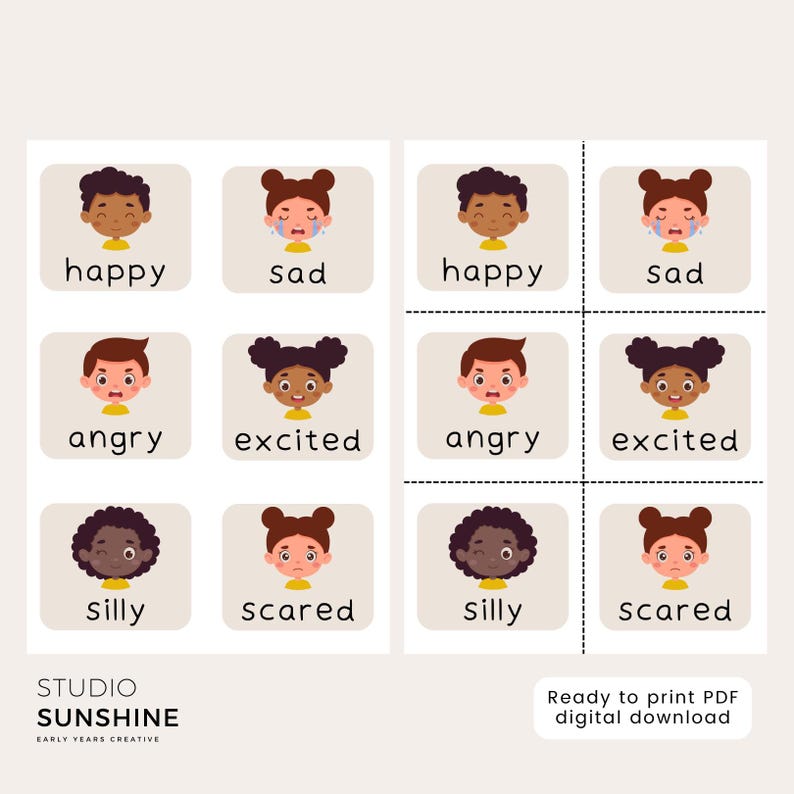 Emotions Flashcards for Kids – Printable Feelings Cards and SEL ...