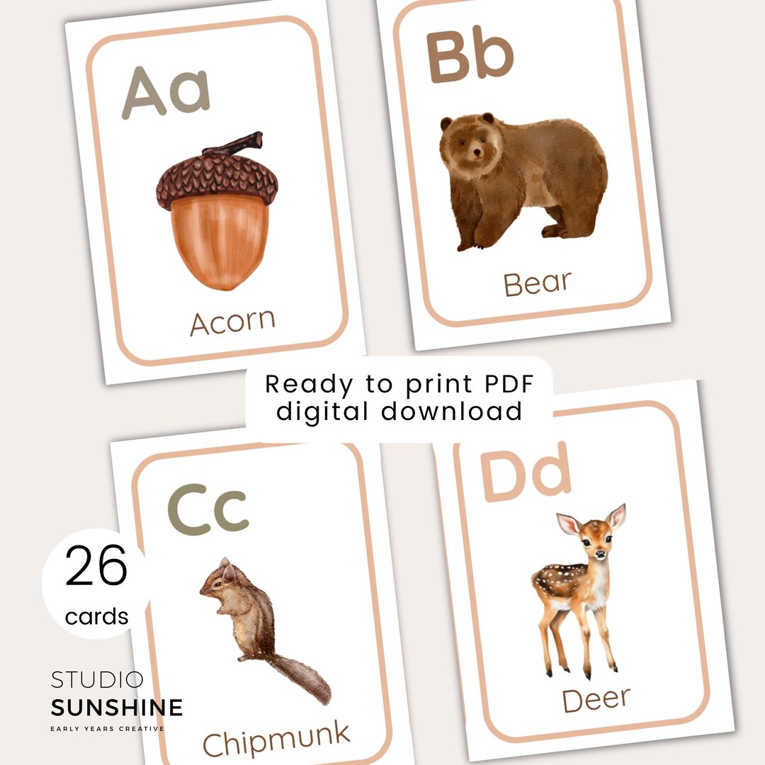 Woodland ABC Flashcards - Printable Alphabet Cards With Woodland ...