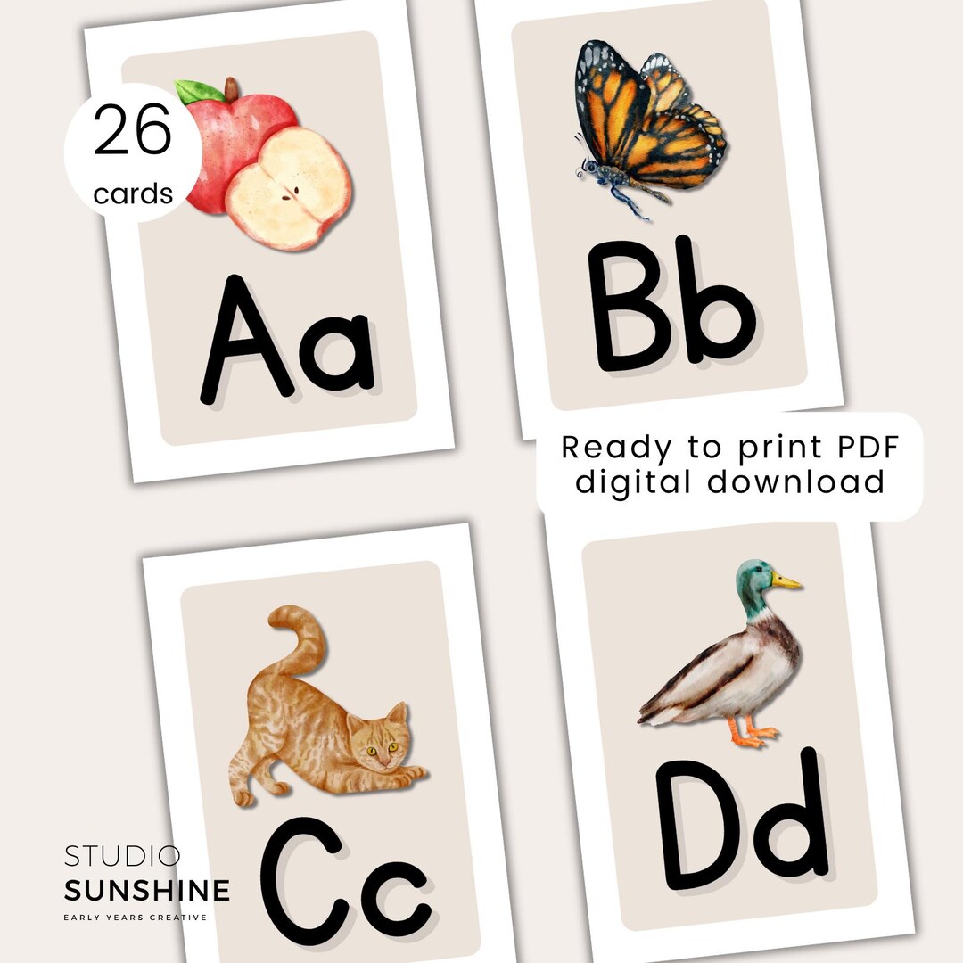 Alphabet Poster Classroom Watercolour ABC Cards Digital Download PDF ...