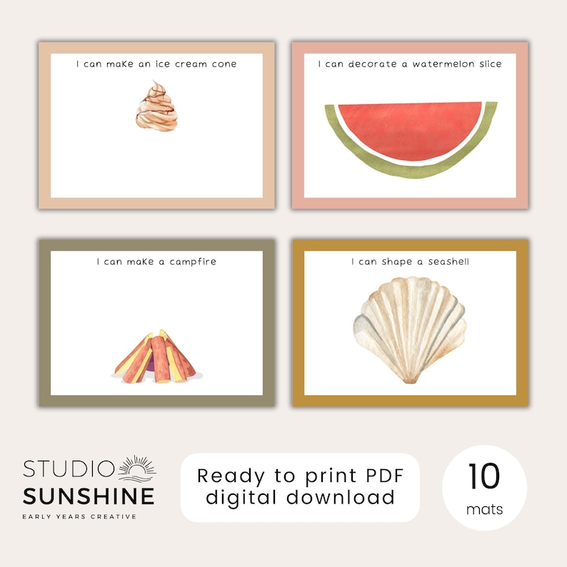 Summer Playdough Mats for Kids Printable Fine Motor Activity for ...