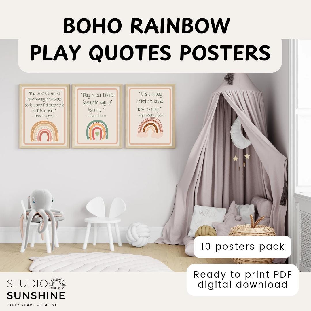 Play-based Learning Posters Boho Rainbow Classroom Decor Inspirational ...