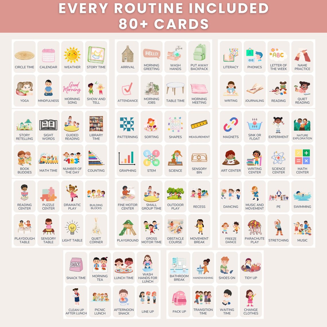 Preschool Visual Schedule Cards: Homeschool & Classroom Routine (PDF ...