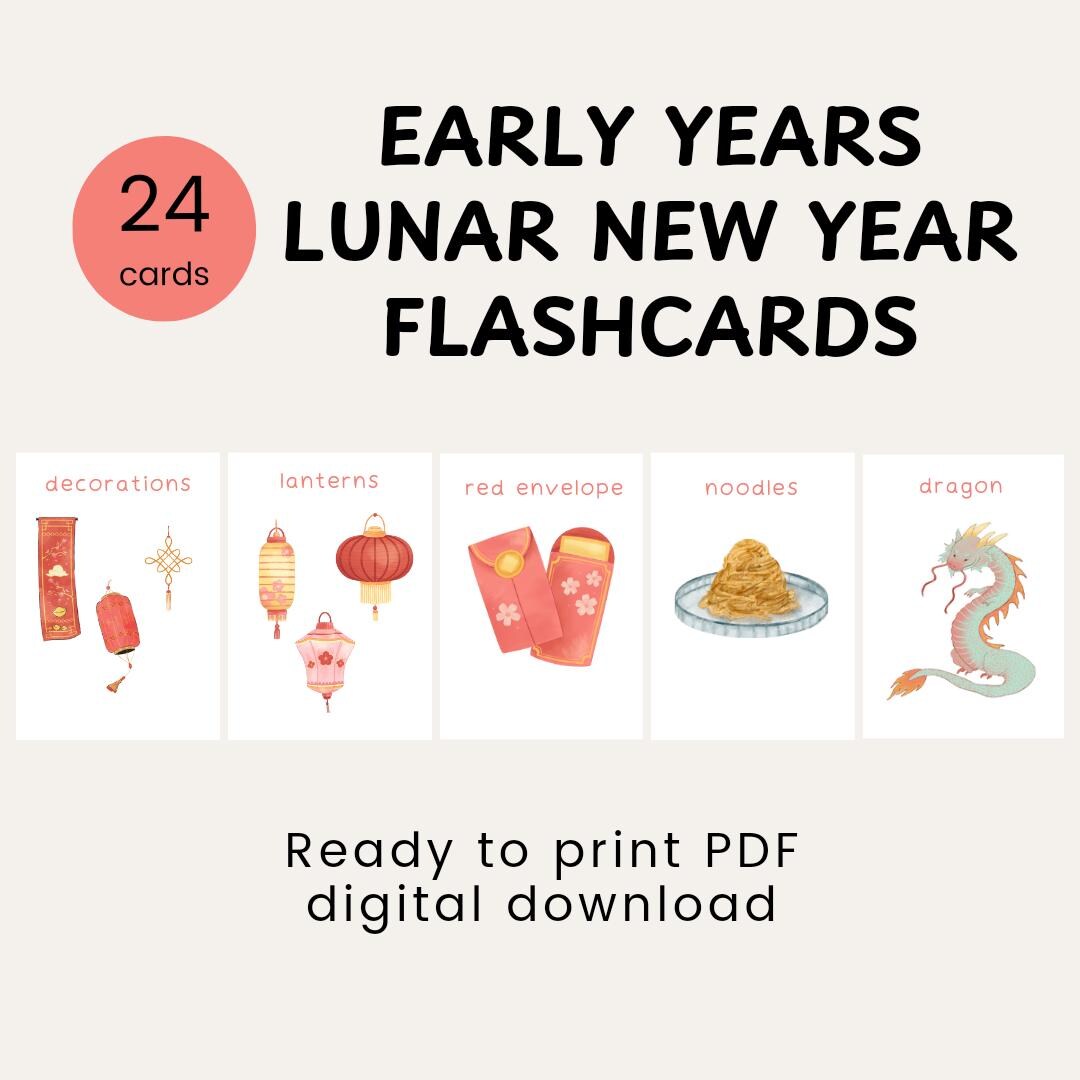 Lunar New Year Flashcards 24 Printable Cards With Zodiac Animals ...