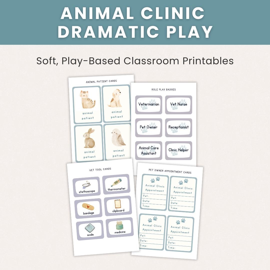 Vet Clinic Dramatic Play Printable Pack Animal Clinic Pretend Play ...
