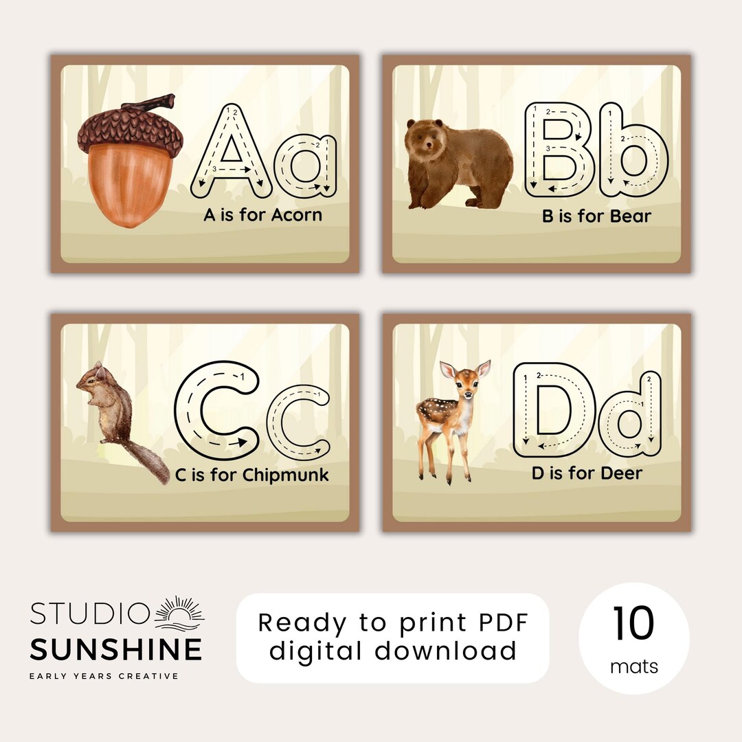 Woodland Alphabet Playdough Mats for Preschool & Kindergarten Hands-on ...