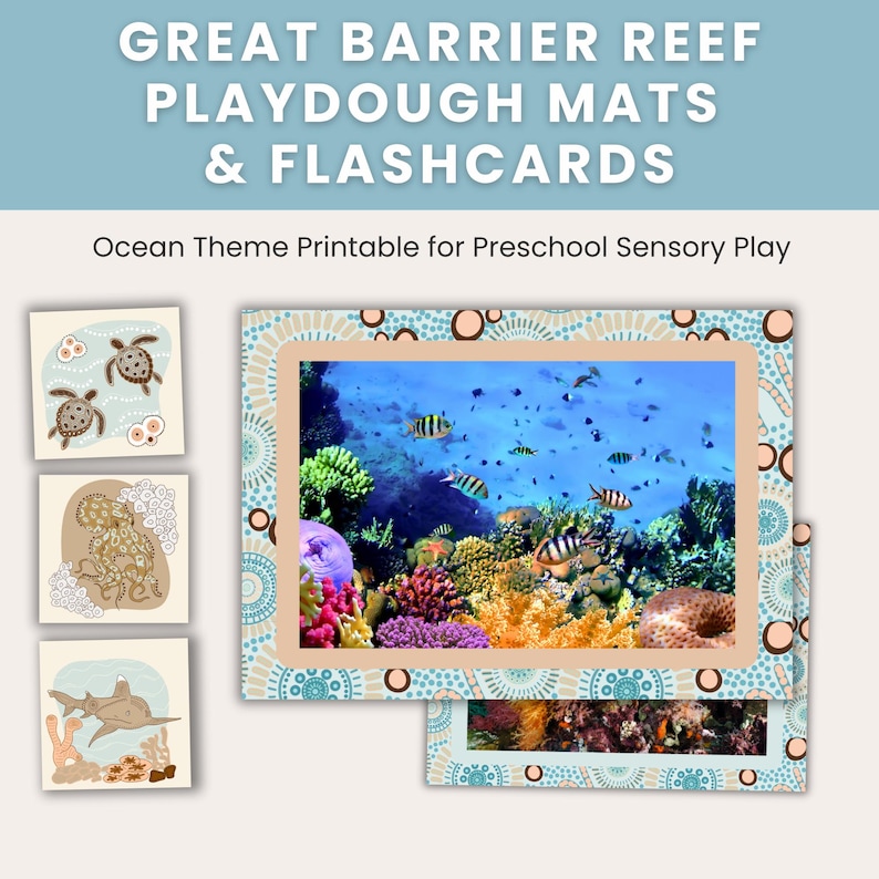 Great Barrier Reef Ocean Learning Playdough Mats & Flashcards EYLF ...