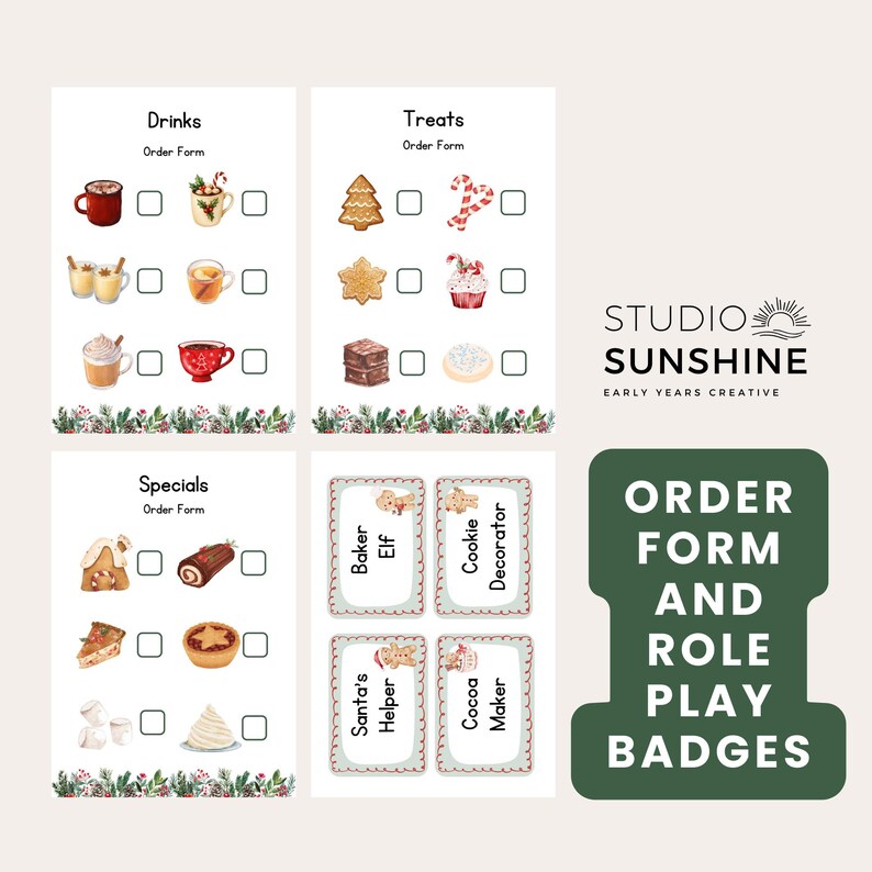 Christmas Dramatic Play Bakery Pack, Festive Dramatic Play Menus, Signs ...