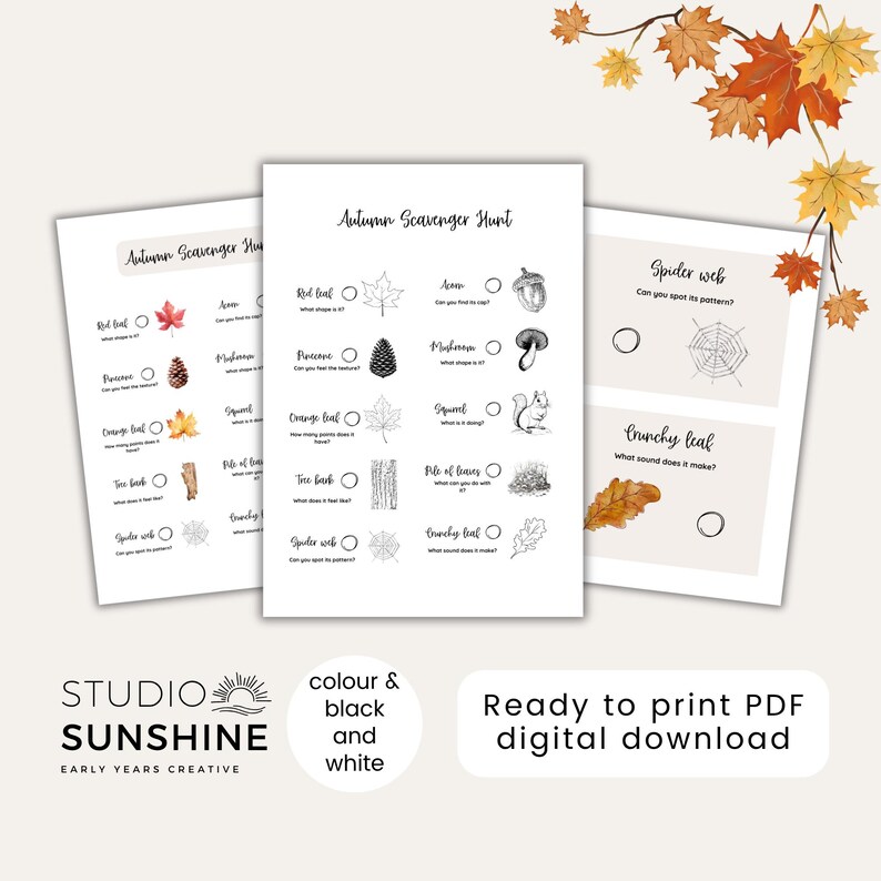 Autumn Nature Scavenger Hunt Printable Outdoor Activity for Kids ...