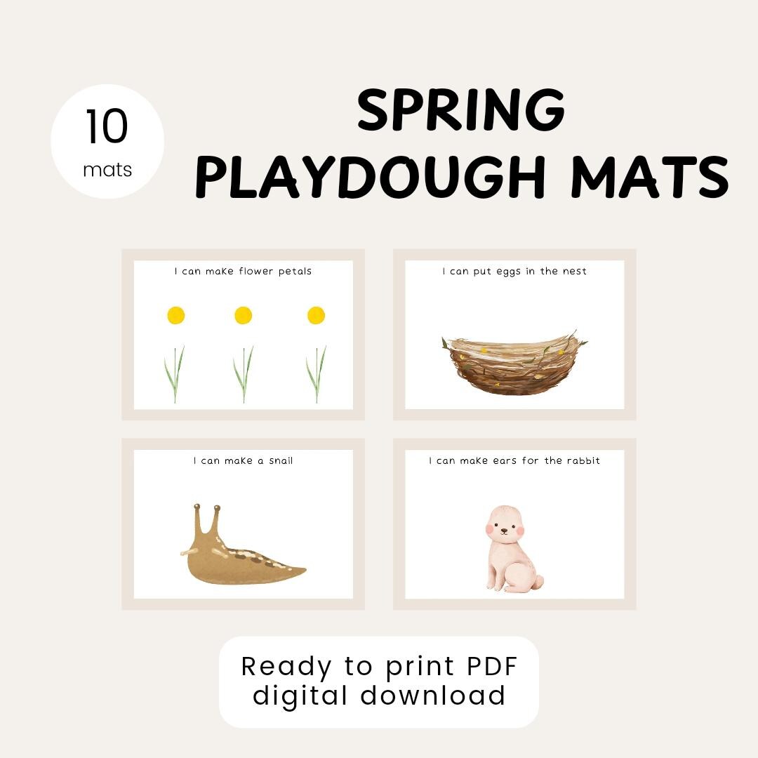 Spring Playdough Mats Neutral Watercolour Printable Early Years Fine ...