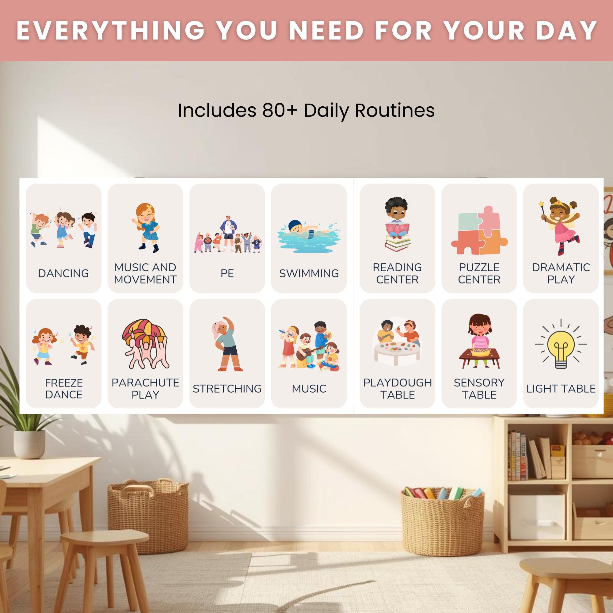 Preschool Visual Schedule Cards: Homeschool & Classroom Routine (PDF ...