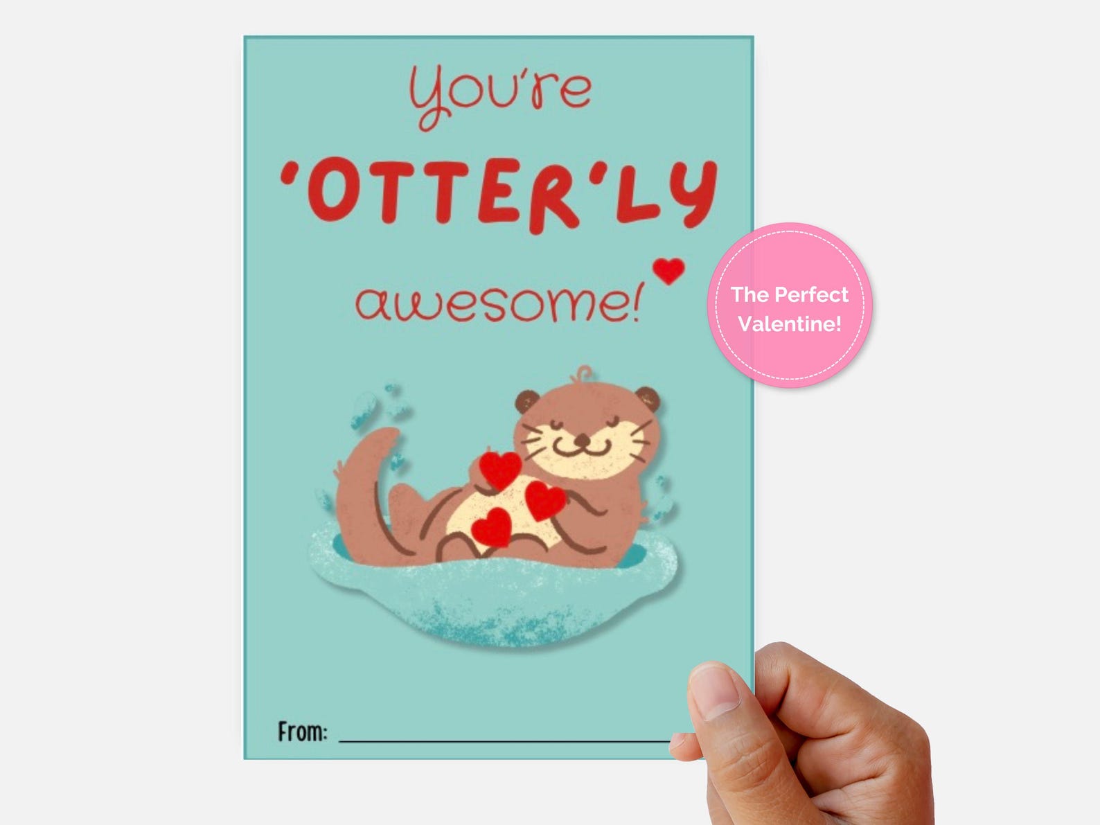 Printable Otter Valentine's Day Cards for Kids (editable Name) - Etsy
