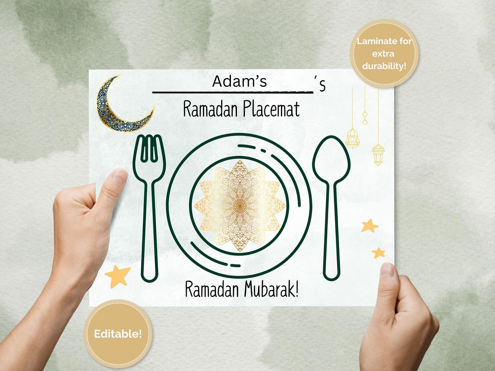 Editable Ramadan Kids Placemat: Printable Table Setting Activity ...