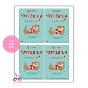Printable Otter Valentine's Day Cards for Kids (editable Name) - Etsy