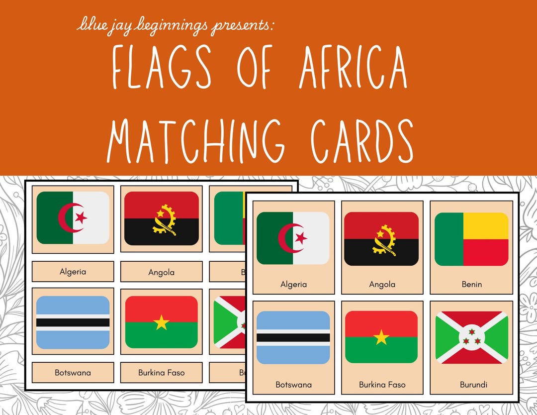 African Countries Flag Matching Activity Montessori Geography Preschool ...