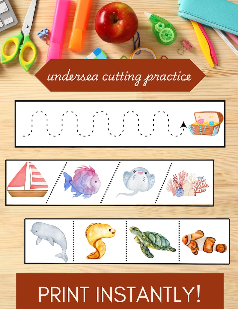 Ocean Waves Cutting Practice – Printable Montessori Fine Motor Activity ...