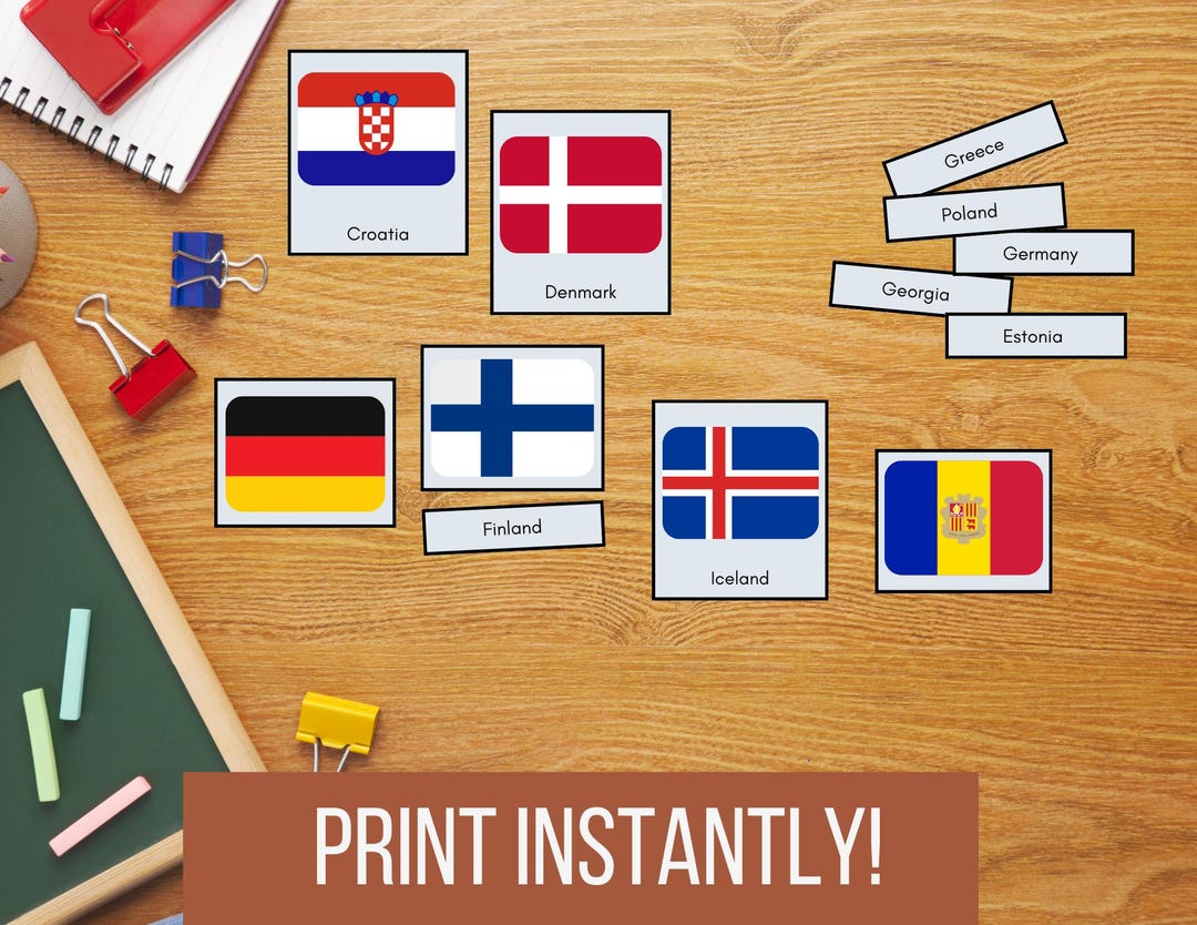 European Country Flag Three Part Flashcards Matching Activity ...