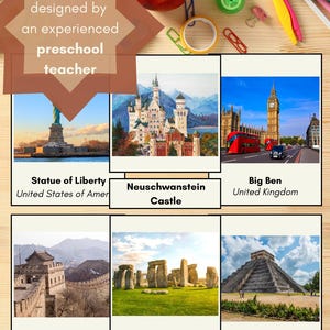 World Wonders Montessori 3-part Matching Flashcards | Landmarks ...