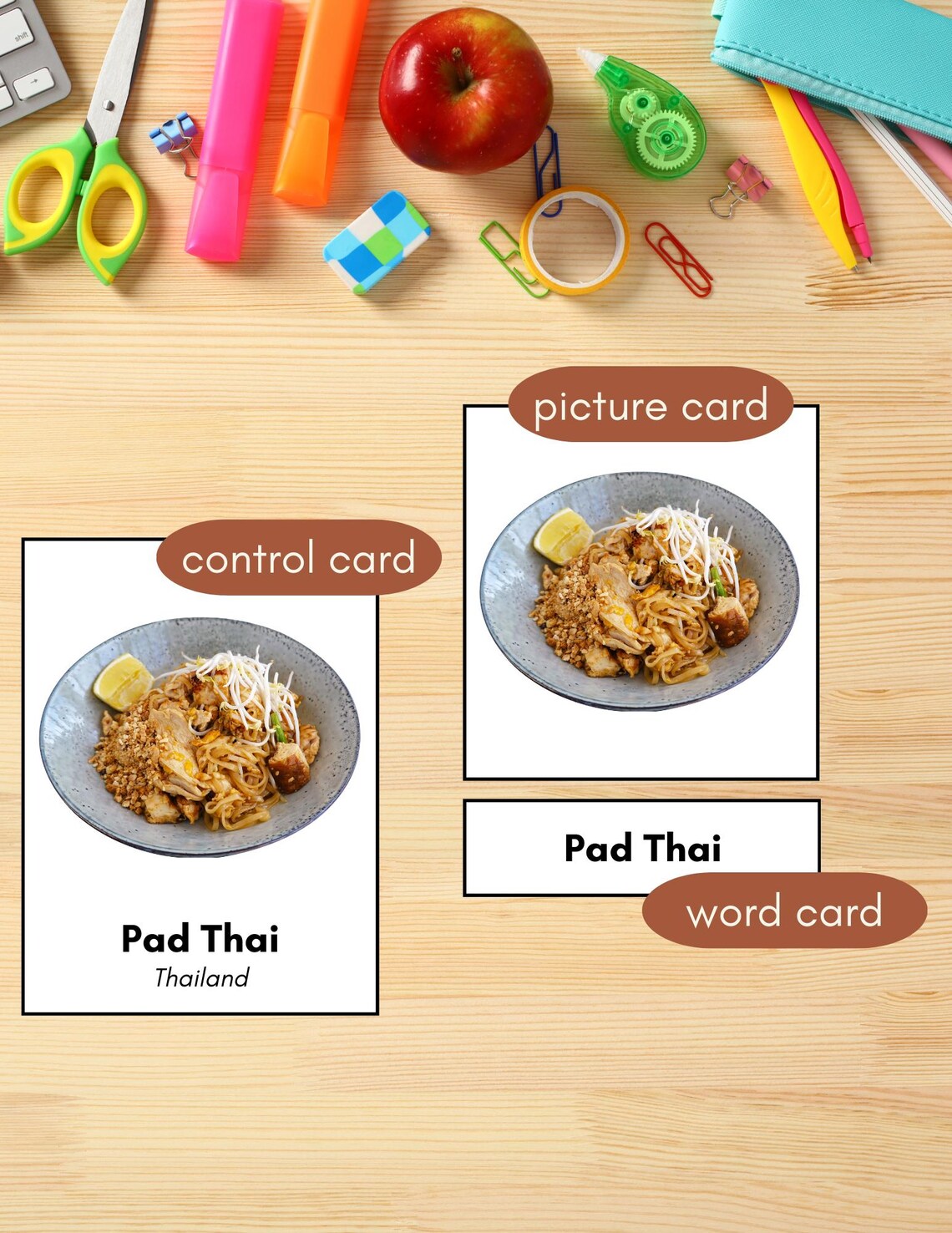 Global Dishes Montessori Cards: Culinary 3-part Matching (digital ...